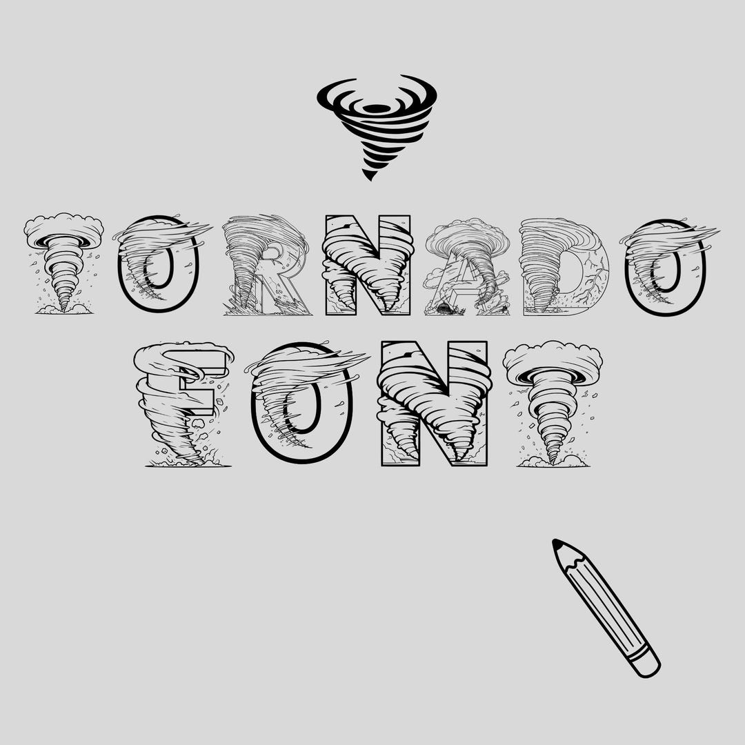Tornado Coloring Font, Alphabet With Tornado Design, Tornado Letters as ...