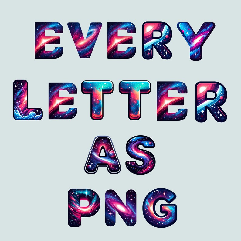 Galaxy Font, Alphabet With Space Design, Universe Letters as Png - Etsy