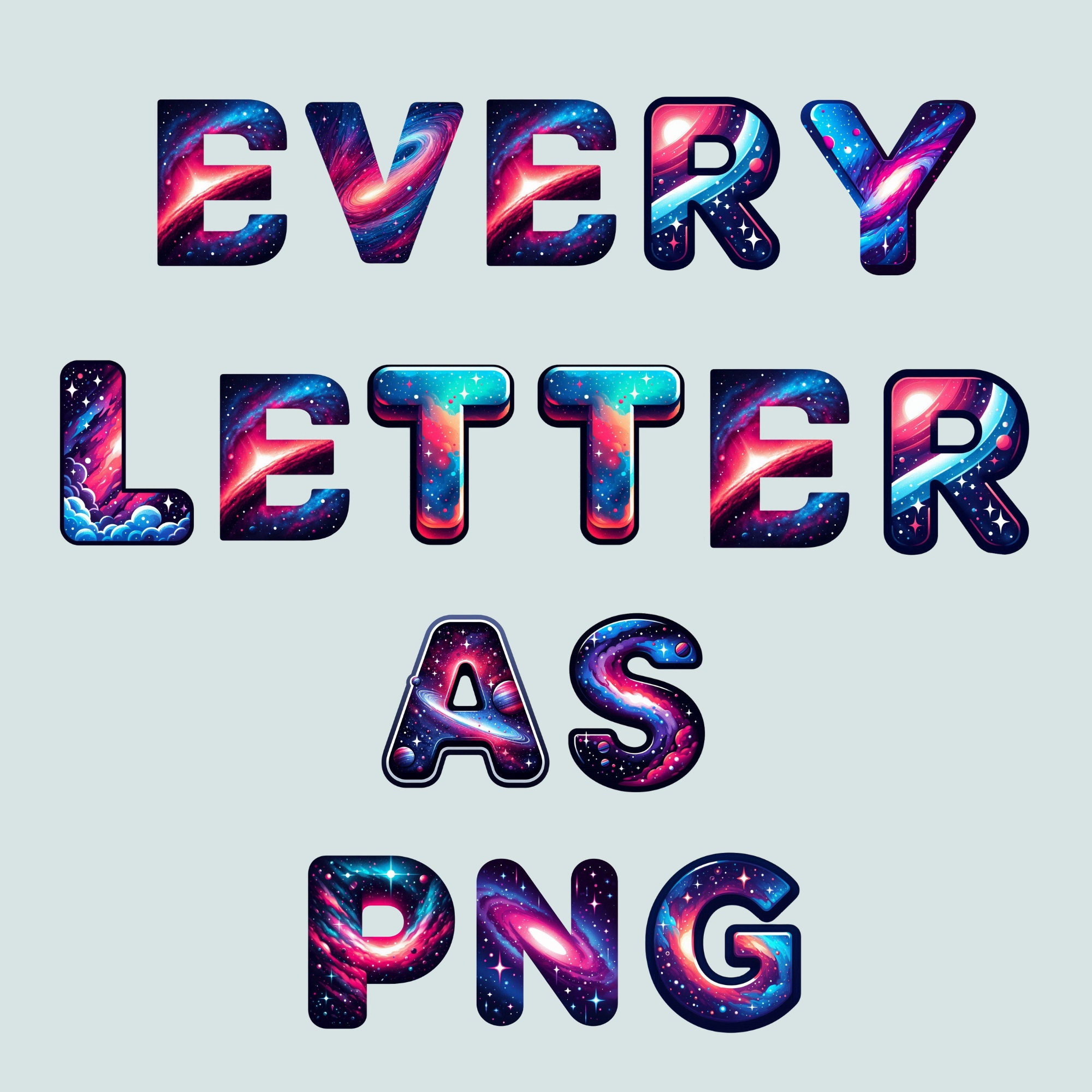 Galaxy Font, Alphabet With Space Design, Universe Letters as Png - Etsy