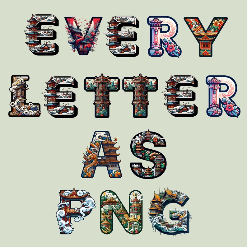 Asia Font, Alphabet With Asia Design, Asia Letters as Png - Etsy