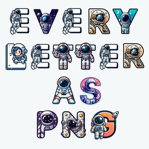Astronaut Font, Alphabet With Astronaut Design, Astronaut Letters as ...