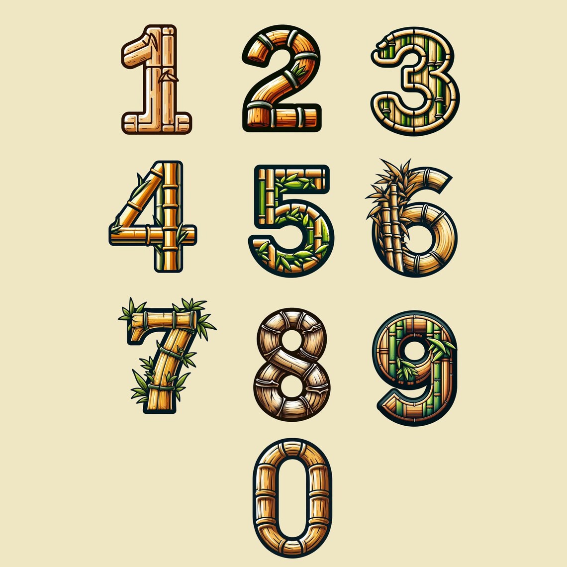 Bamboo Font, Alphabet With Bamboo Design, Bamboo Letters as Png - Etsy