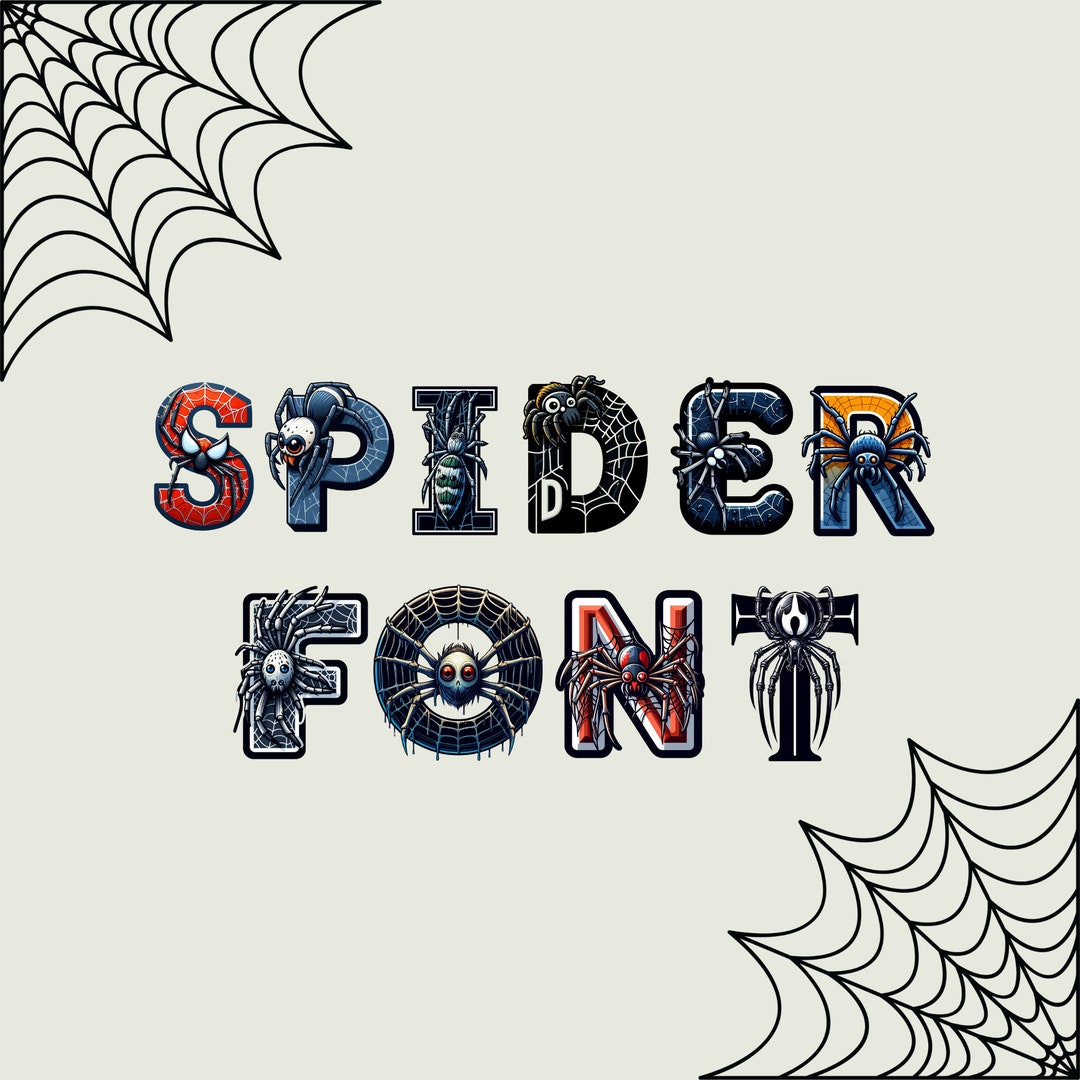 Spider Font, Alphabet With Spider Design, Spider Letters as Png - Etsy