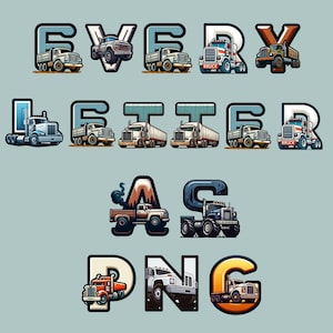 Truck Font, Alphabet With Truck Design, Truck Letters as Png - Etsy