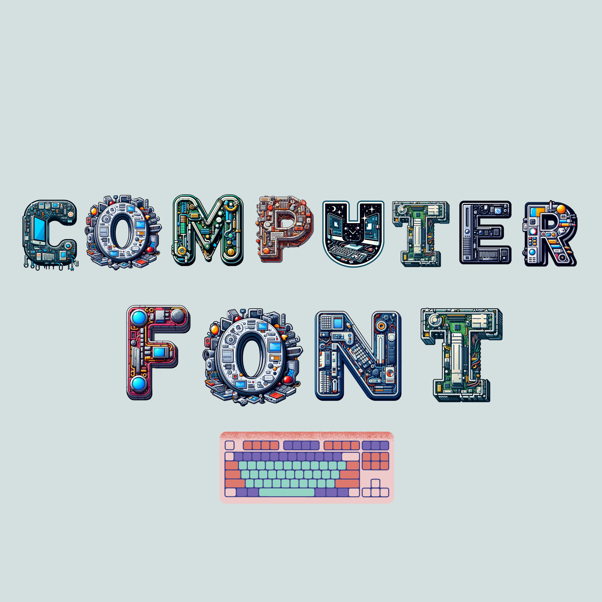 Computer Font, Alphabet With Tech Design, Cyber Letters as Png - Etsy