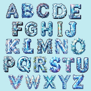 Crystal Font, Alphabet With Crystal Design, Jewel Letters as Png - Etsy