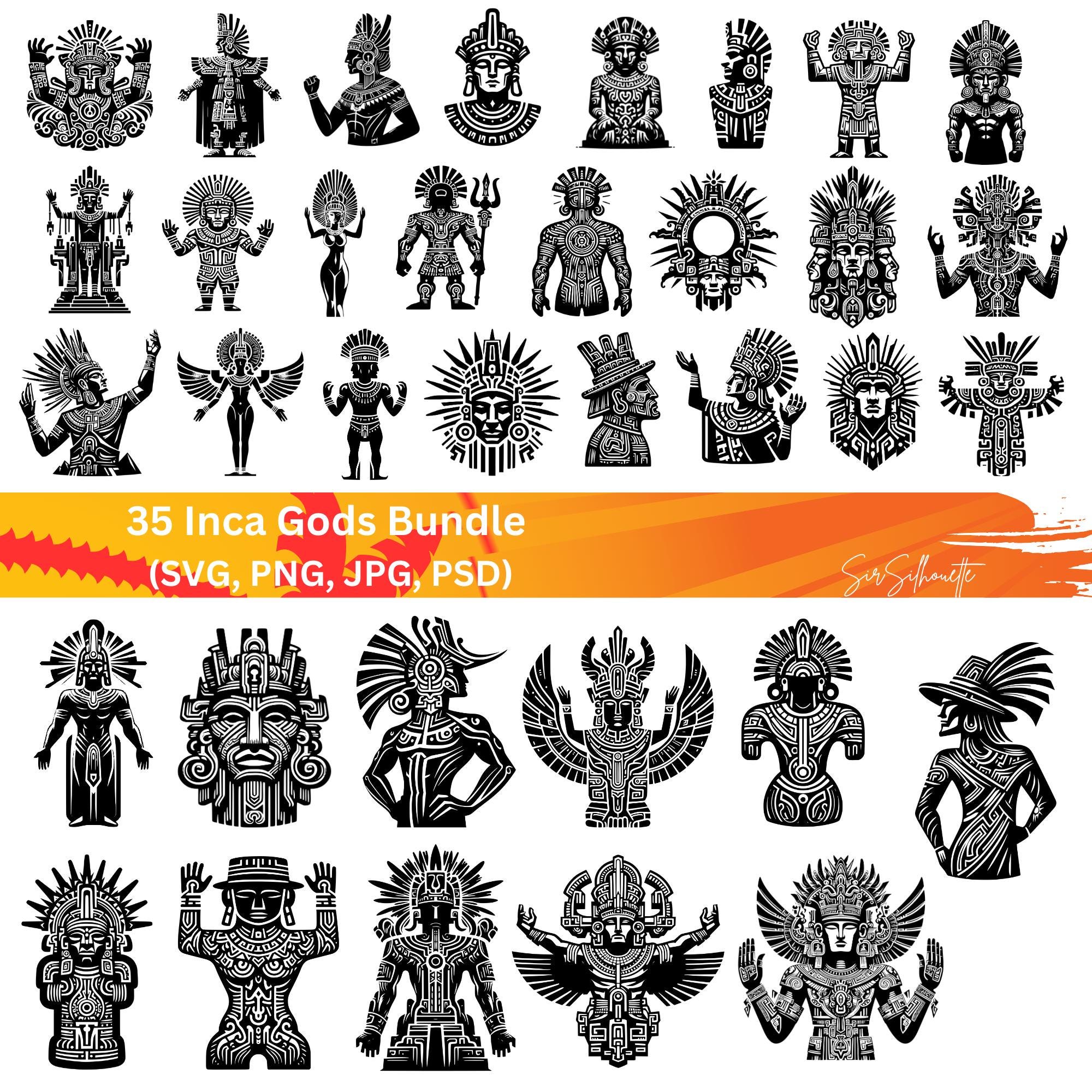 Inca Gods SVG, 32 Inca Svg Bundle, PNG, PSD - Etsy