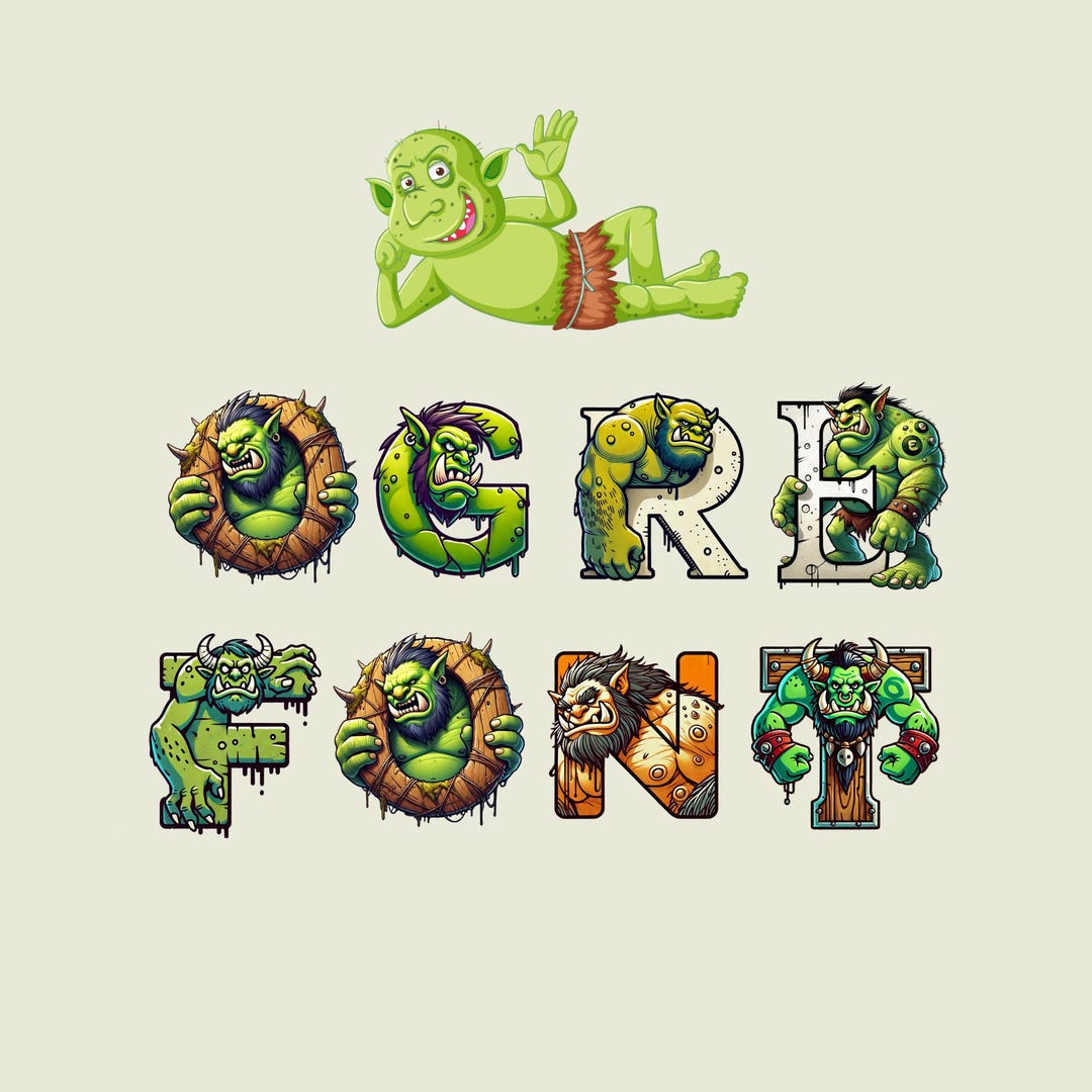 Ogre Font, Alphabet With Ogre Design, Ogre Letters as Png - Etsy
