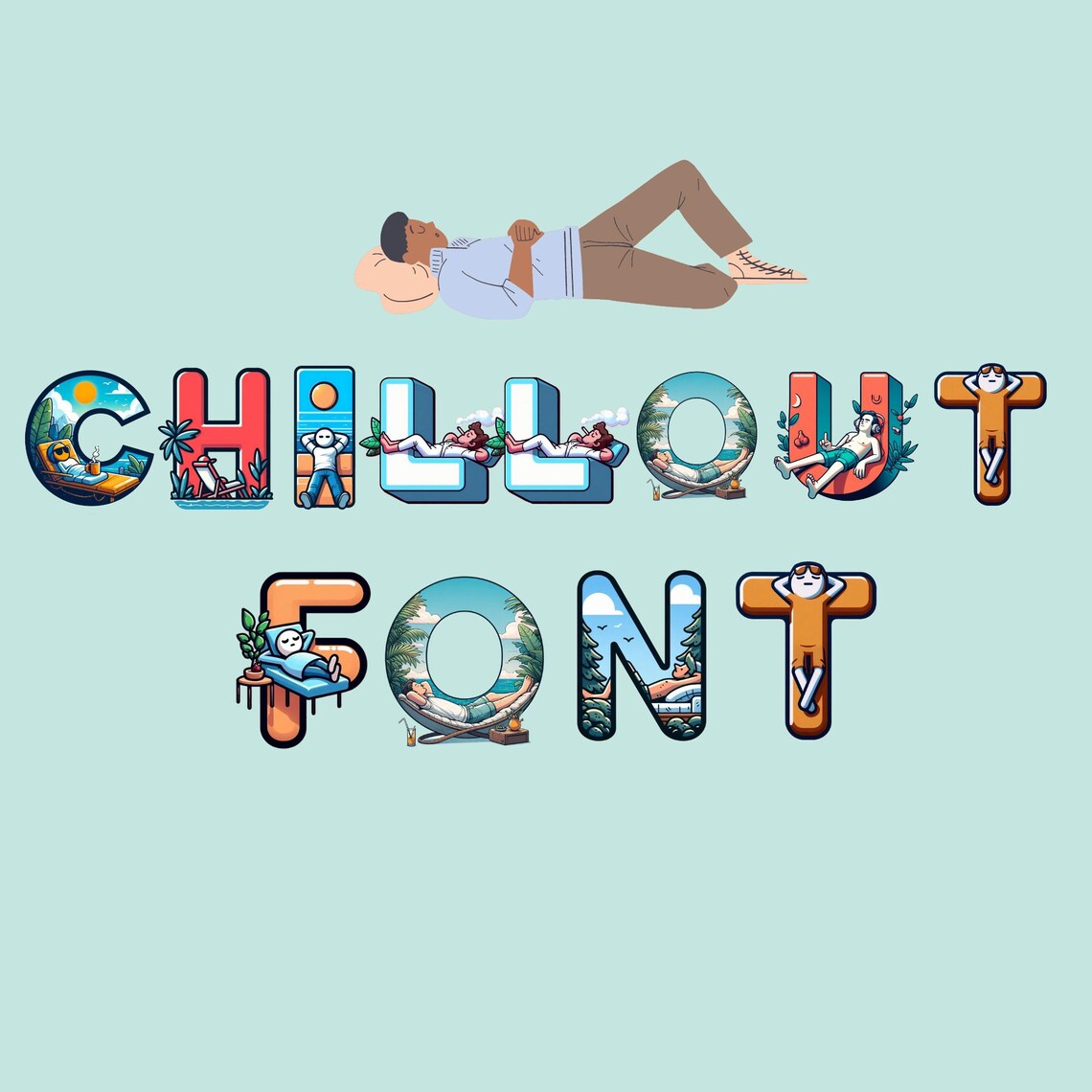 Chillout Font, Alphabet With Chillout Design, Chillout Letters as Png ...