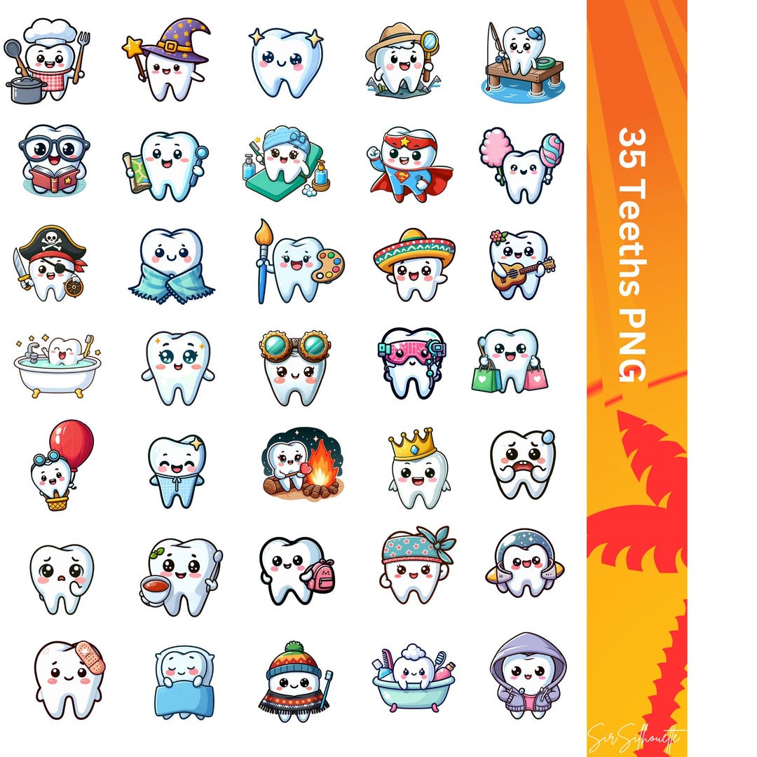 Cute Tooth Digital Design for Stickers - Etsy