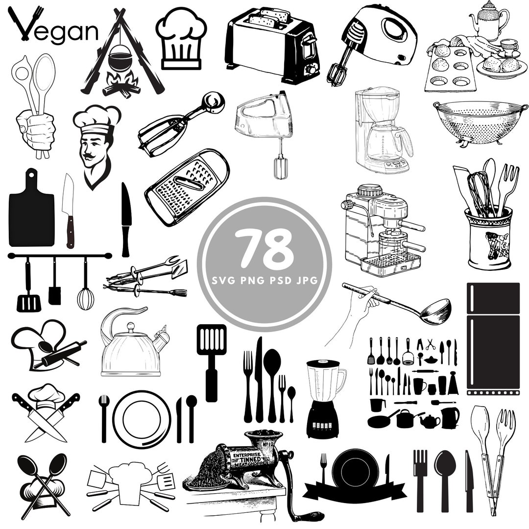 Kitchen Design SVG, 78 Chef Svg Bundle, PNG, PSD - Etsy