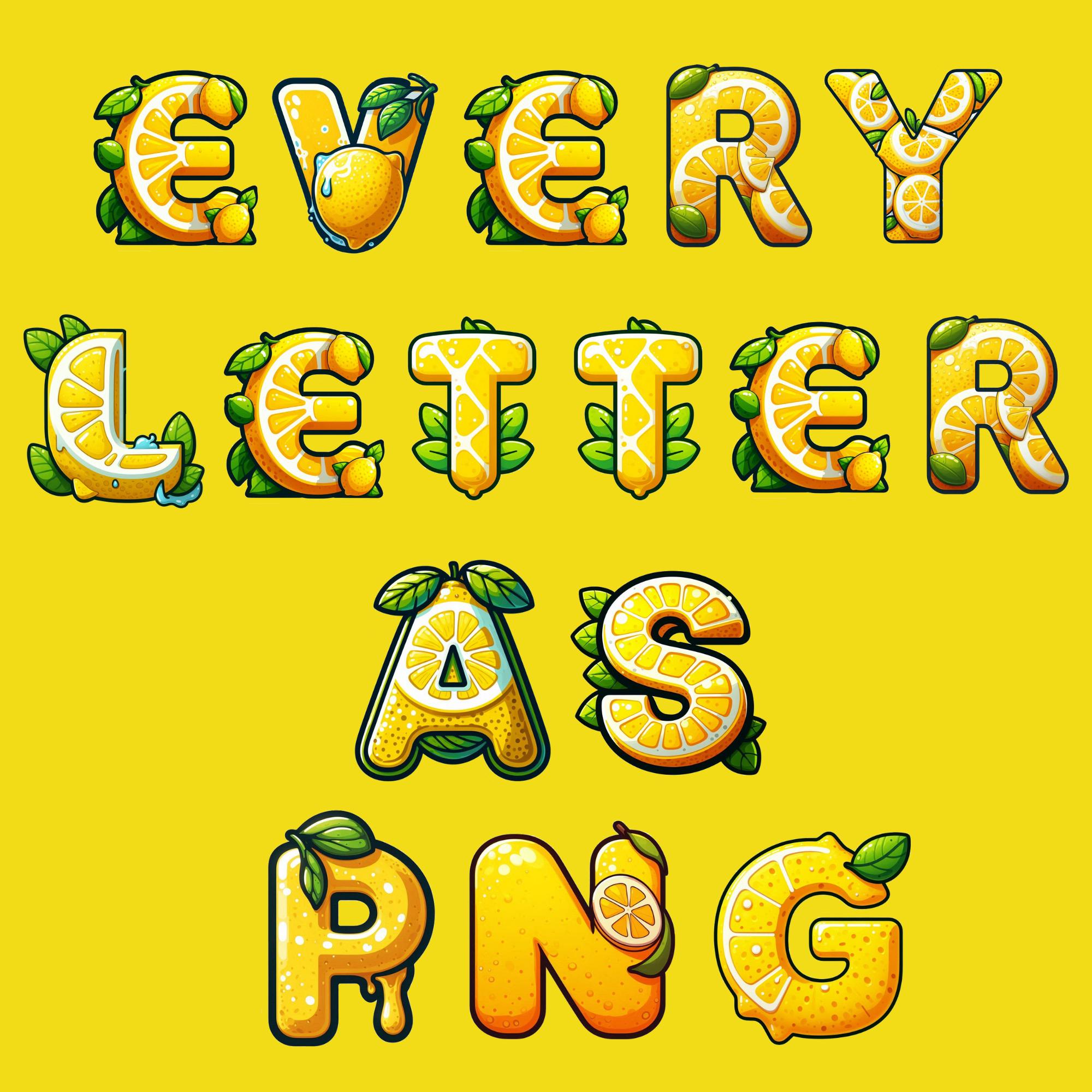 Citrus Font, Alphabet With Lemon Design, Citrus Letters as Png - Etsy