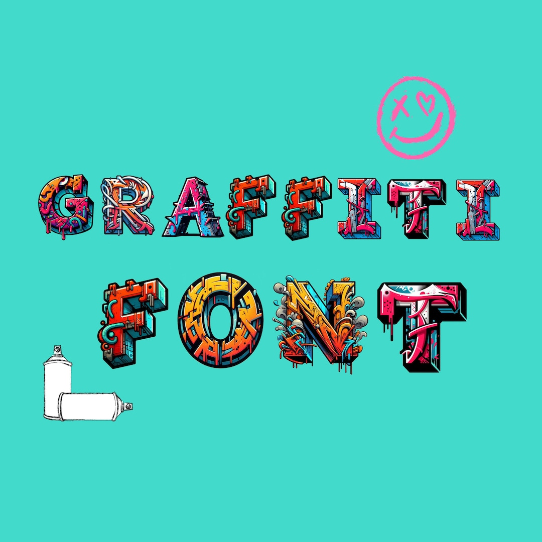 Graffiti Font, Alphabet With Graffiti Design, Urban Letters as Png - Etsy