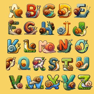 Snail Font, Alphabet With Snail Design, Snail Letters as Png - Etsy