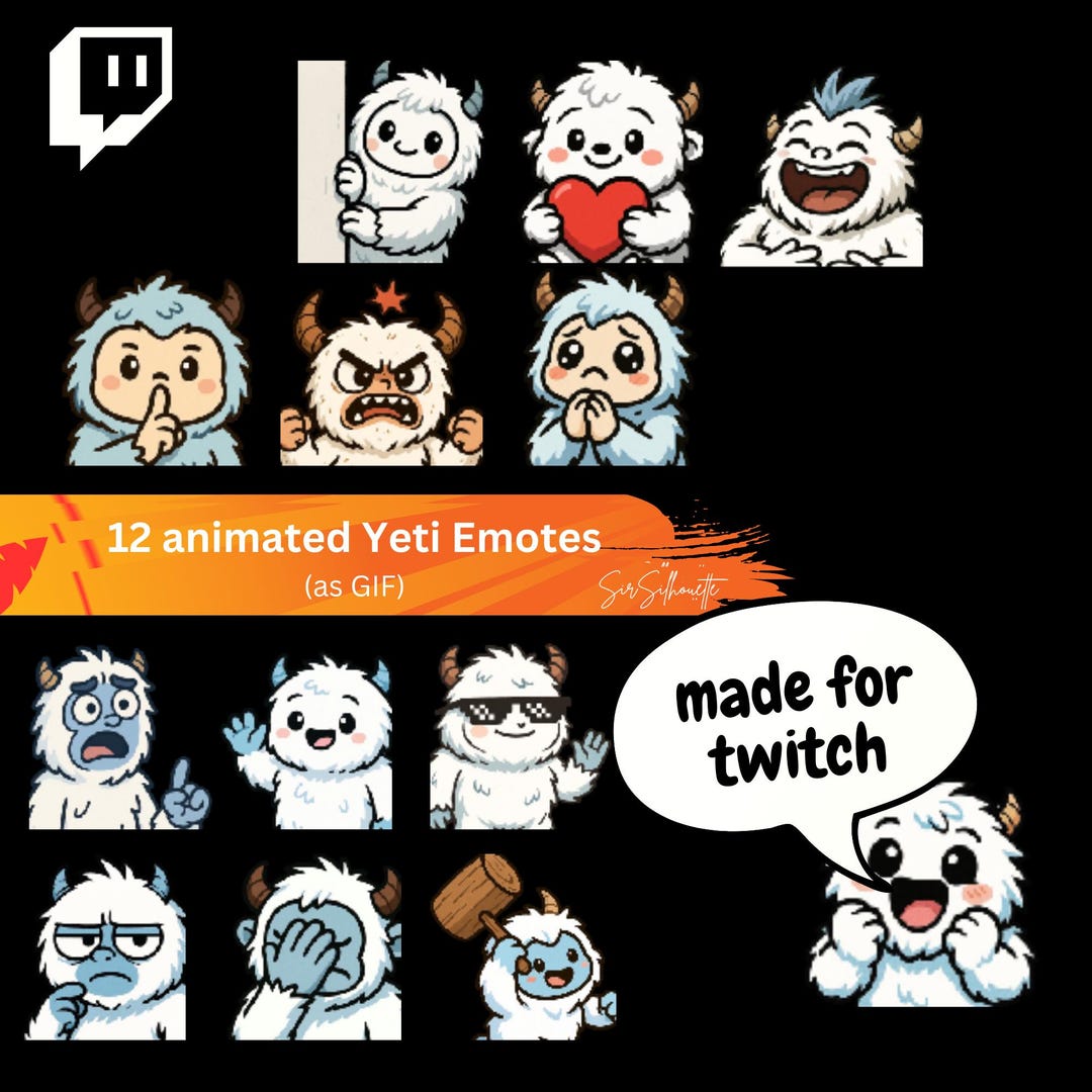 Animated Yeti Emotes, Snow Monster Gifs, Winter Beast Graphics, Kawaii ...