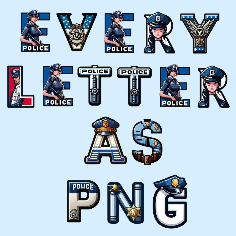 Police Font, Alphabet With Police Design, Police Letters as Png - Etsy