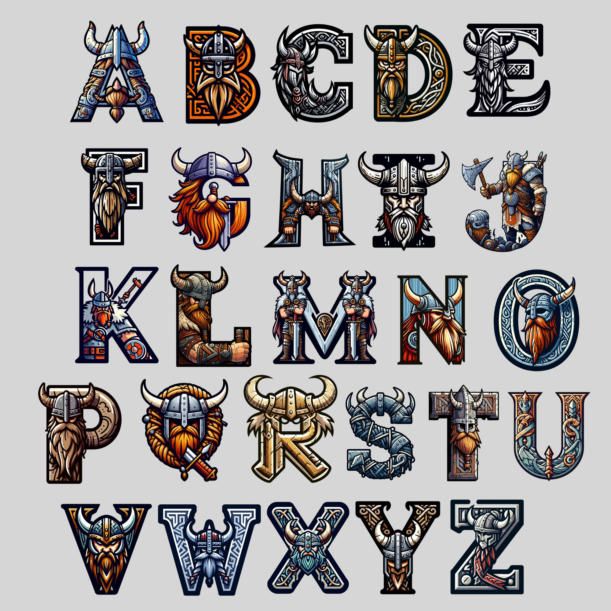 Viking Font, Alphabet With Viking Design, Nordic Letters as Png - Etsy