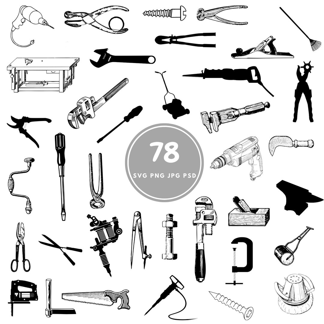 Tool Design SVG, 78 Tools Svg Bundle, PNG, PSD - Etsy