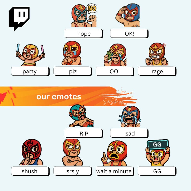 Lucha Libre Twitch Emotes Pack - 24 Wrestling Mask Stream Graphics - Etsy