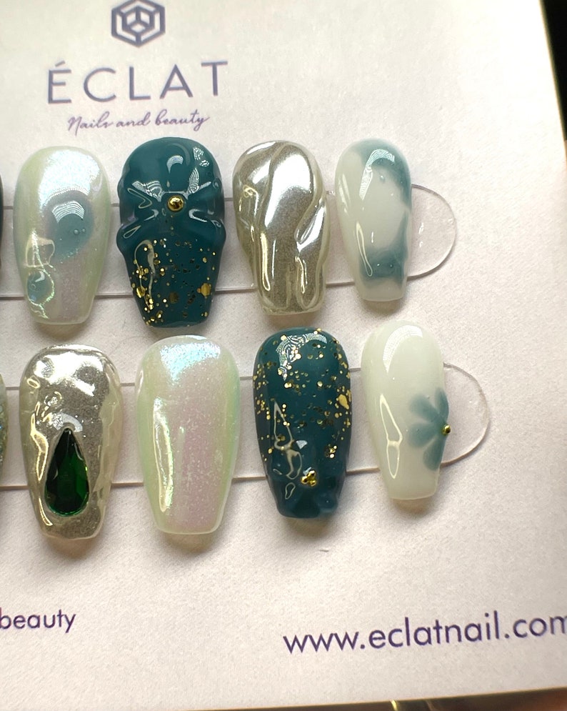 Waves. 3D Nails With Nail Stones. Used High Quality Gel - Etsy