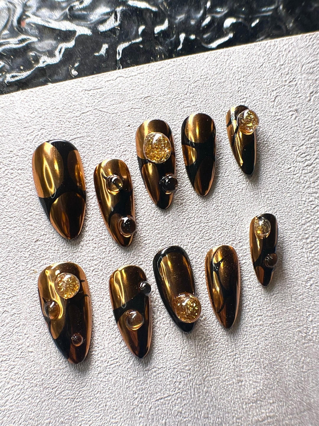Bronze Chrome. 3d Art. Funk Nails. Only Used High Quality Chrome and ...