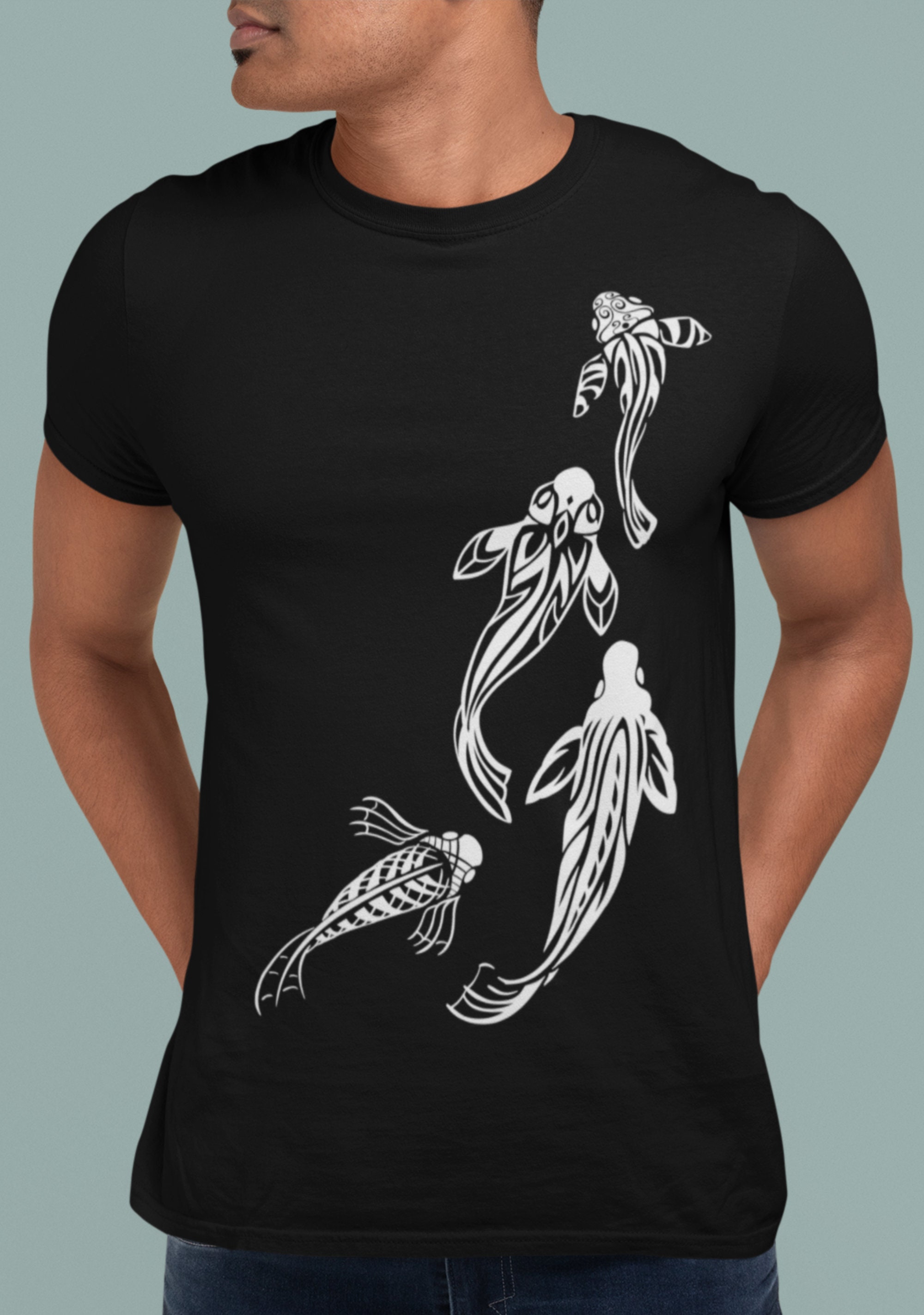 Schooling Fish T-shirt | Tribal Fish Design Shirt | Aquatic Creature ...