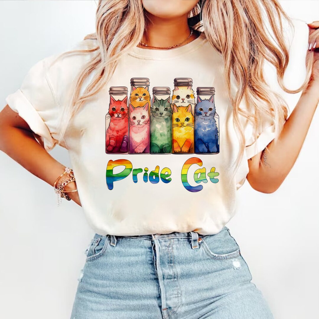 Pride Cats Graphic Shirt, Pride Flags Cat LGBTQ T-shirt, Funny Pride ...
