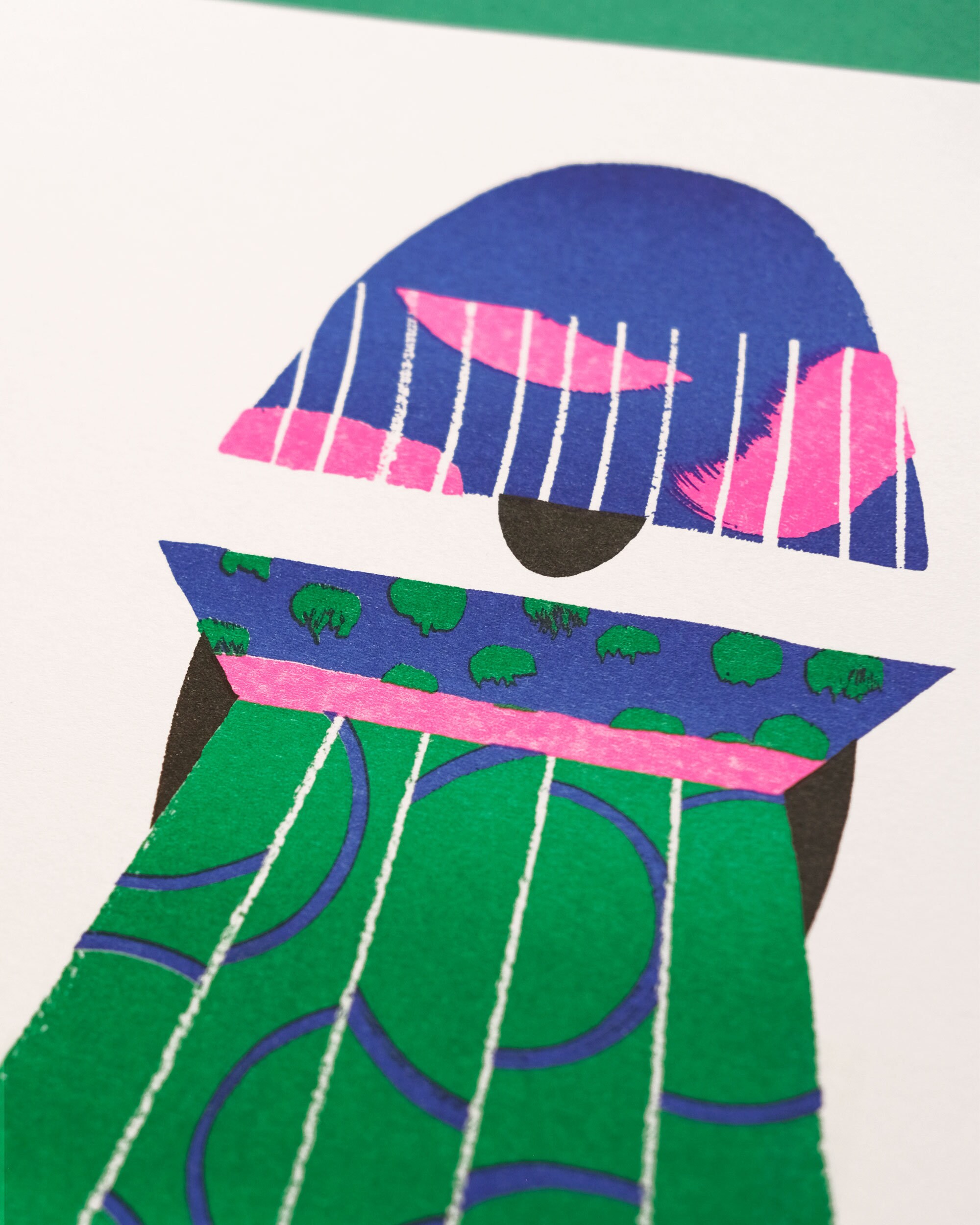 Risography 4 Colors A4 - Woman With Pleated Dress - Etsy