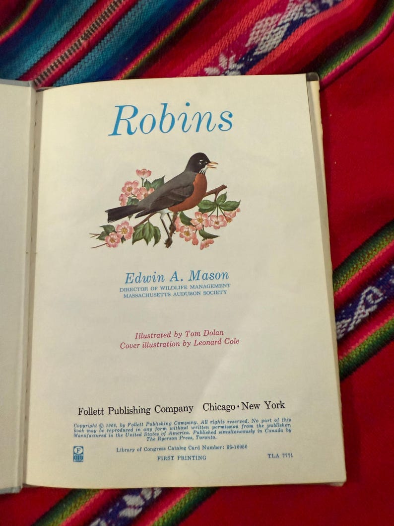 RARE VINTAGE Robins by Edwin Mason Follett Just Beginning Science Book ...