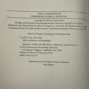 RARE VINTAGE Alice’s Adventures in Wonderland Lewis Carroll Michelle ...