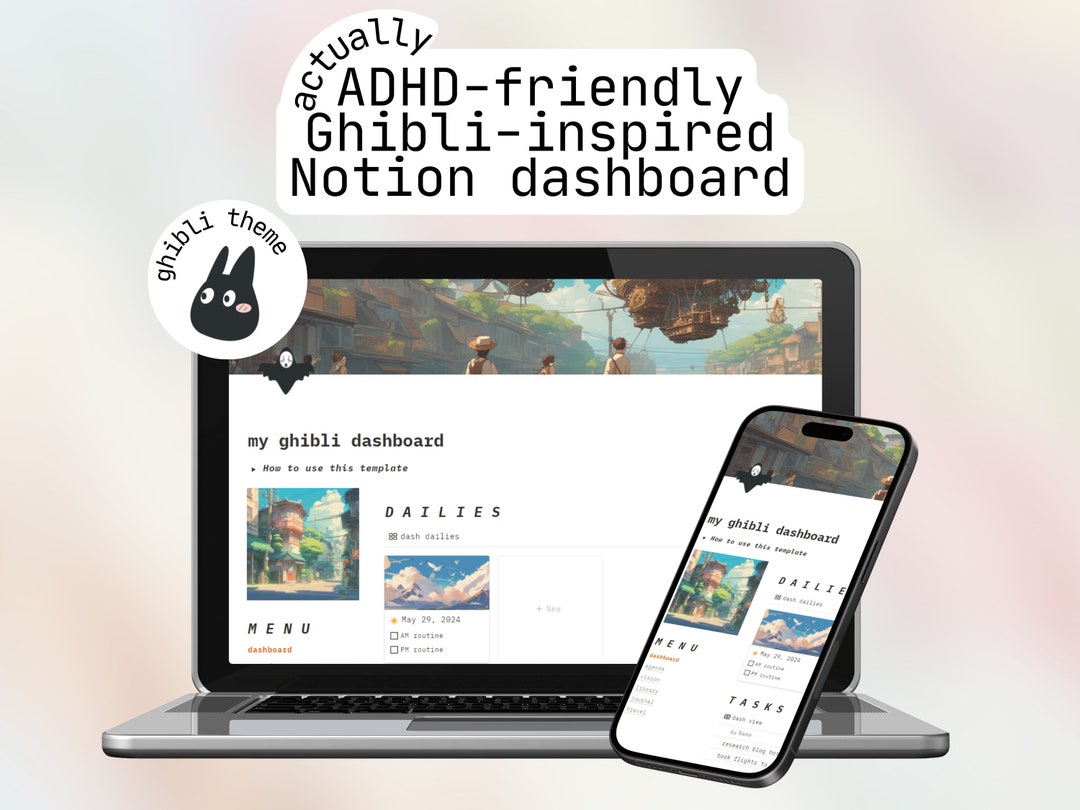 Notion Dashboard Template | Adhd-friendly | Ghibli-inspired Theme - Etsy