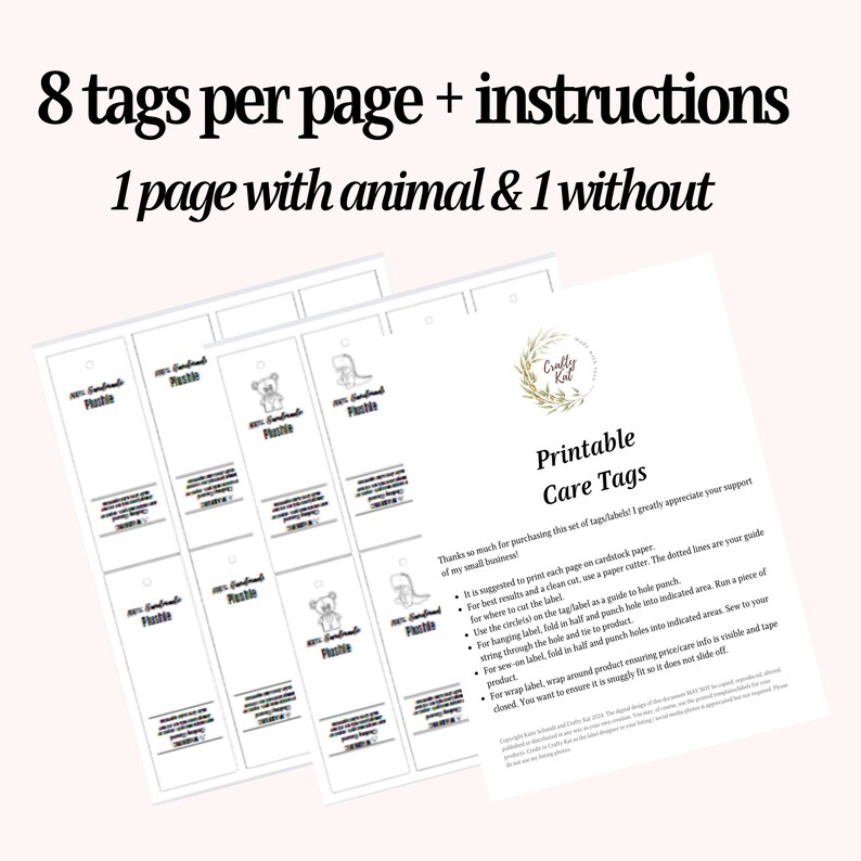 Printable Plushie Hanging Tag Amigurumi Product Label Plush Toy Product ...