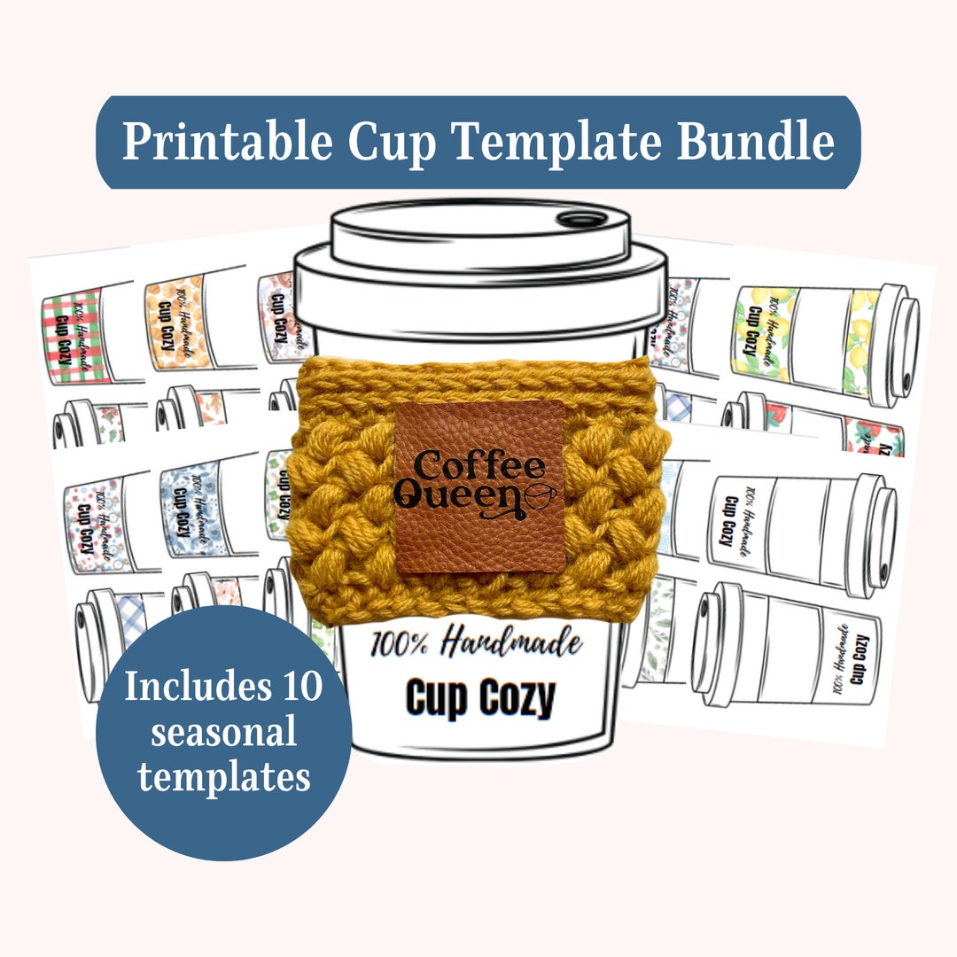 Cup Cozy Template Bundle Printable Cup Cozy Display Insert Coffee ...
