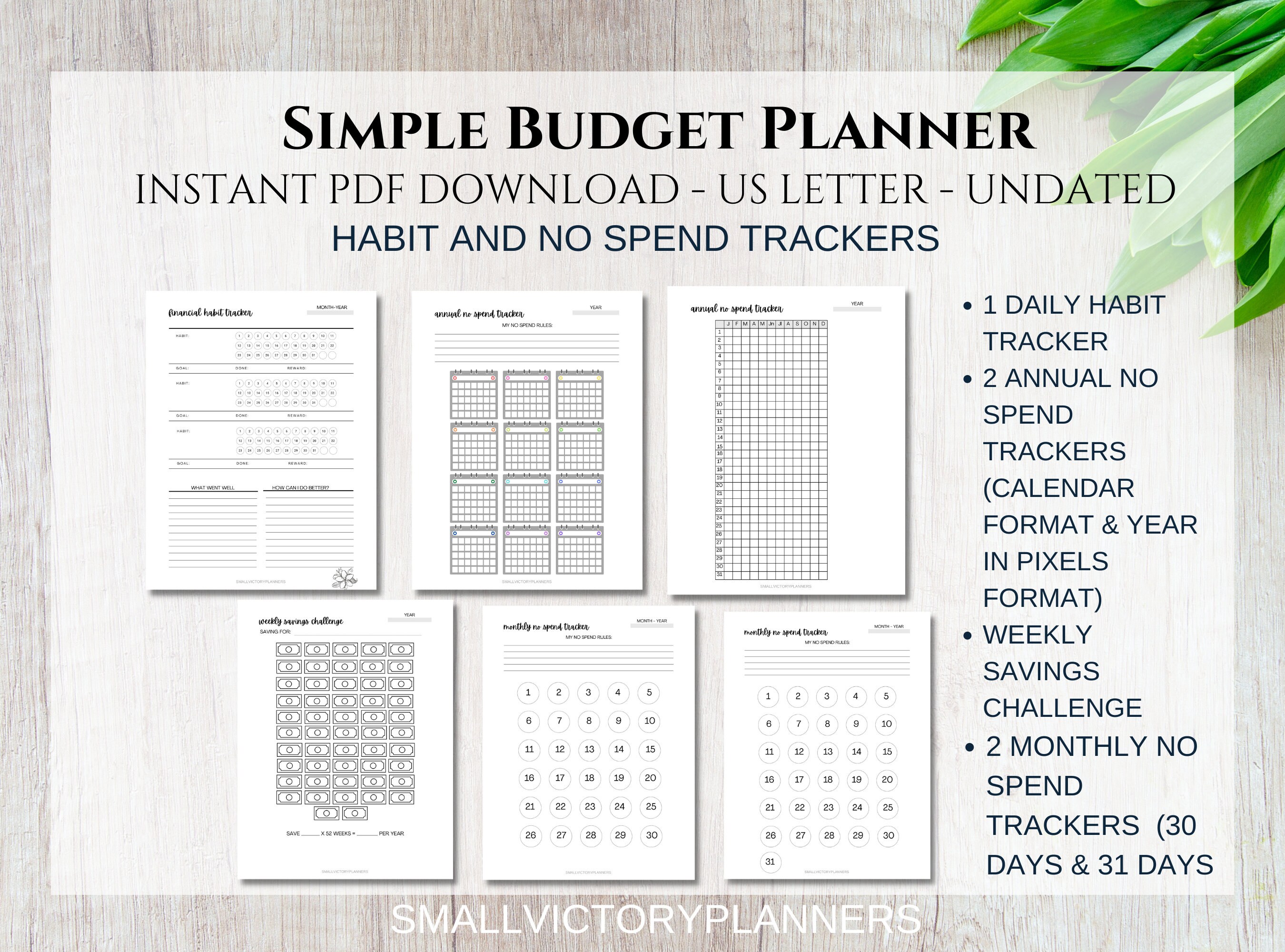 Simple Budget Planner Printable Minimalist Finance Planner Undated ...