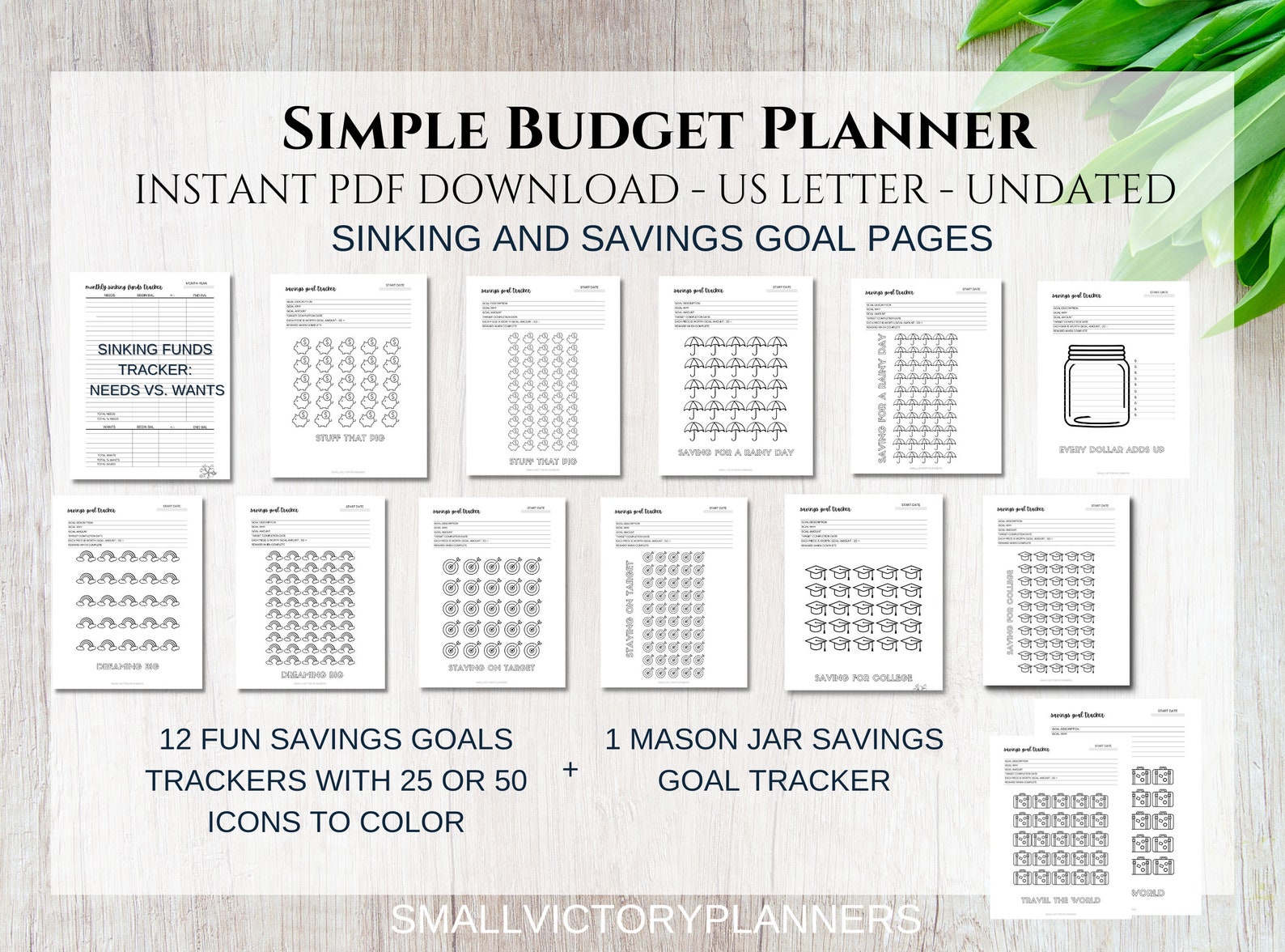 Simple Budget Planner Printable Minimalist Finance Planner Undated ...