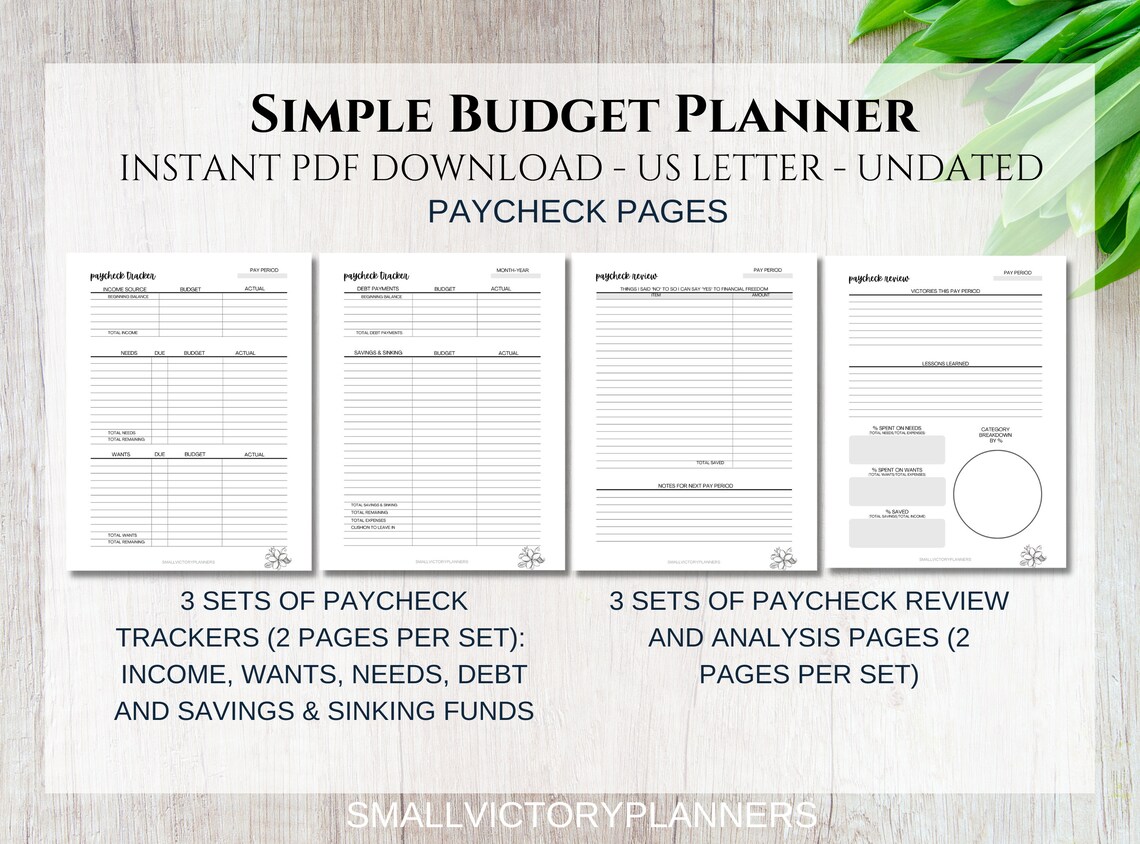 Simple Budget Planner Printable Minimalist Finance Planner Undated ...