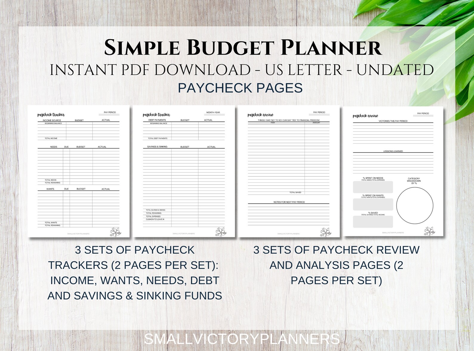 Simple Budget Planner Printable Minimalist Finance Planner Undated ...