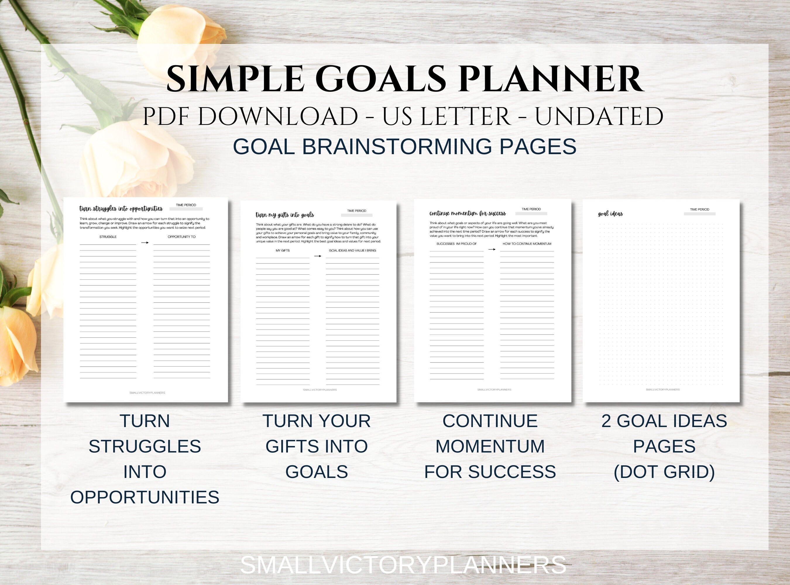 Simple Goals Planner Minimalist Goal Setting Bundle - Etsy