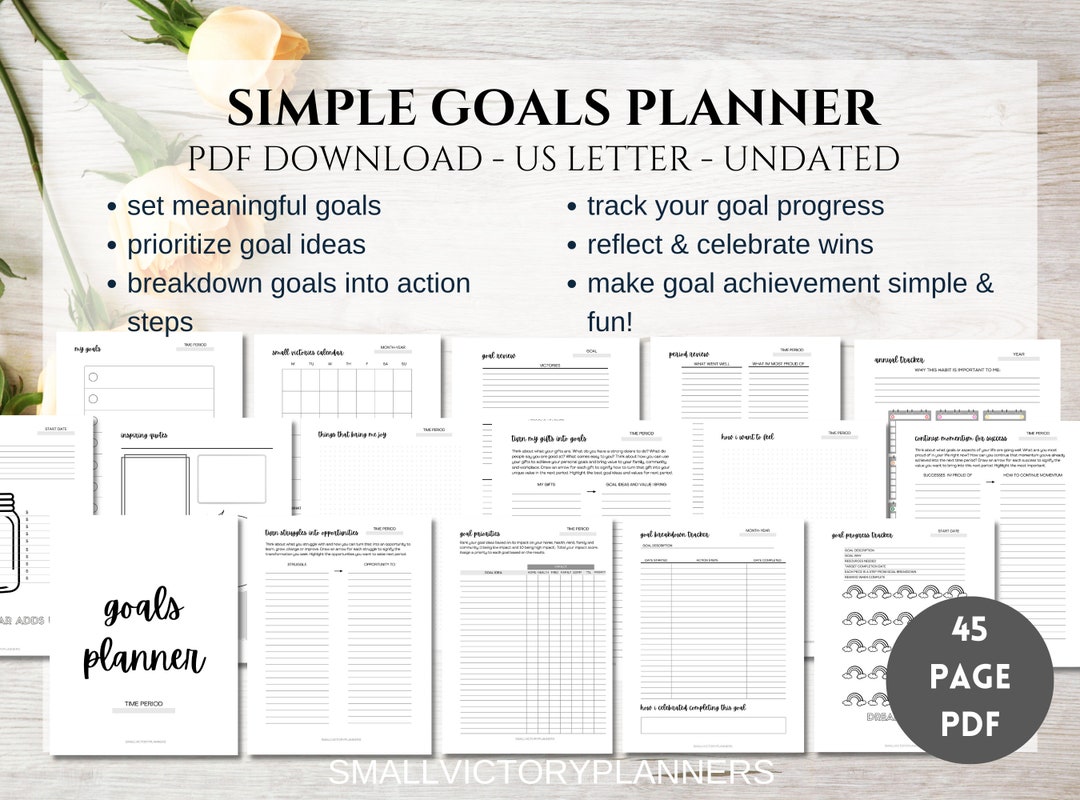 Simple Goals Planner Minimalist Goal Setting Bundle - Etsy