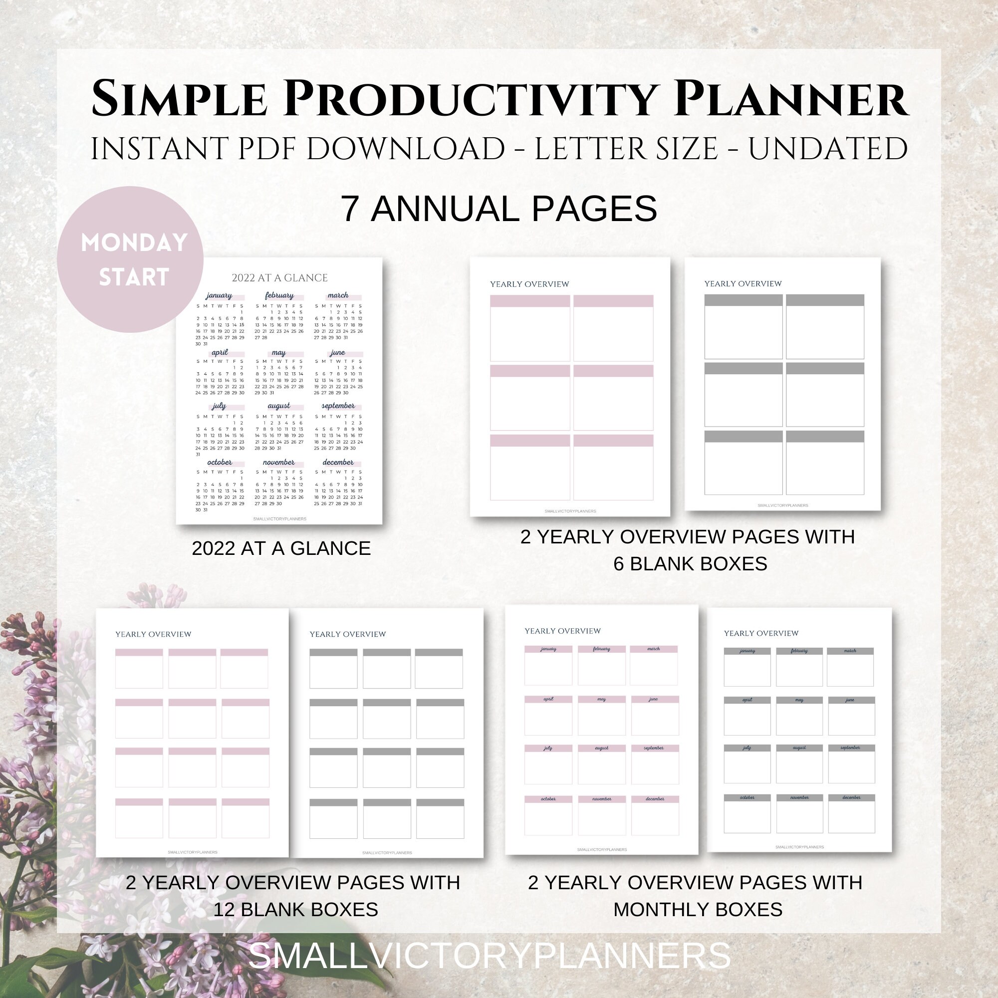 Simple Productivity Planner | Minimalist Productivity Planner Bundle ...