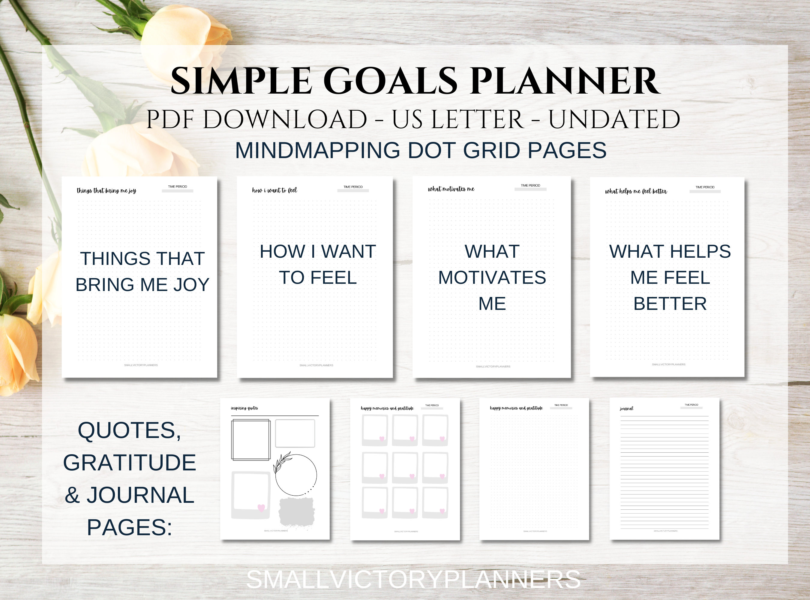 Simple Goals Planner | Minimalist Goal Setting Bundle | Undated ...
