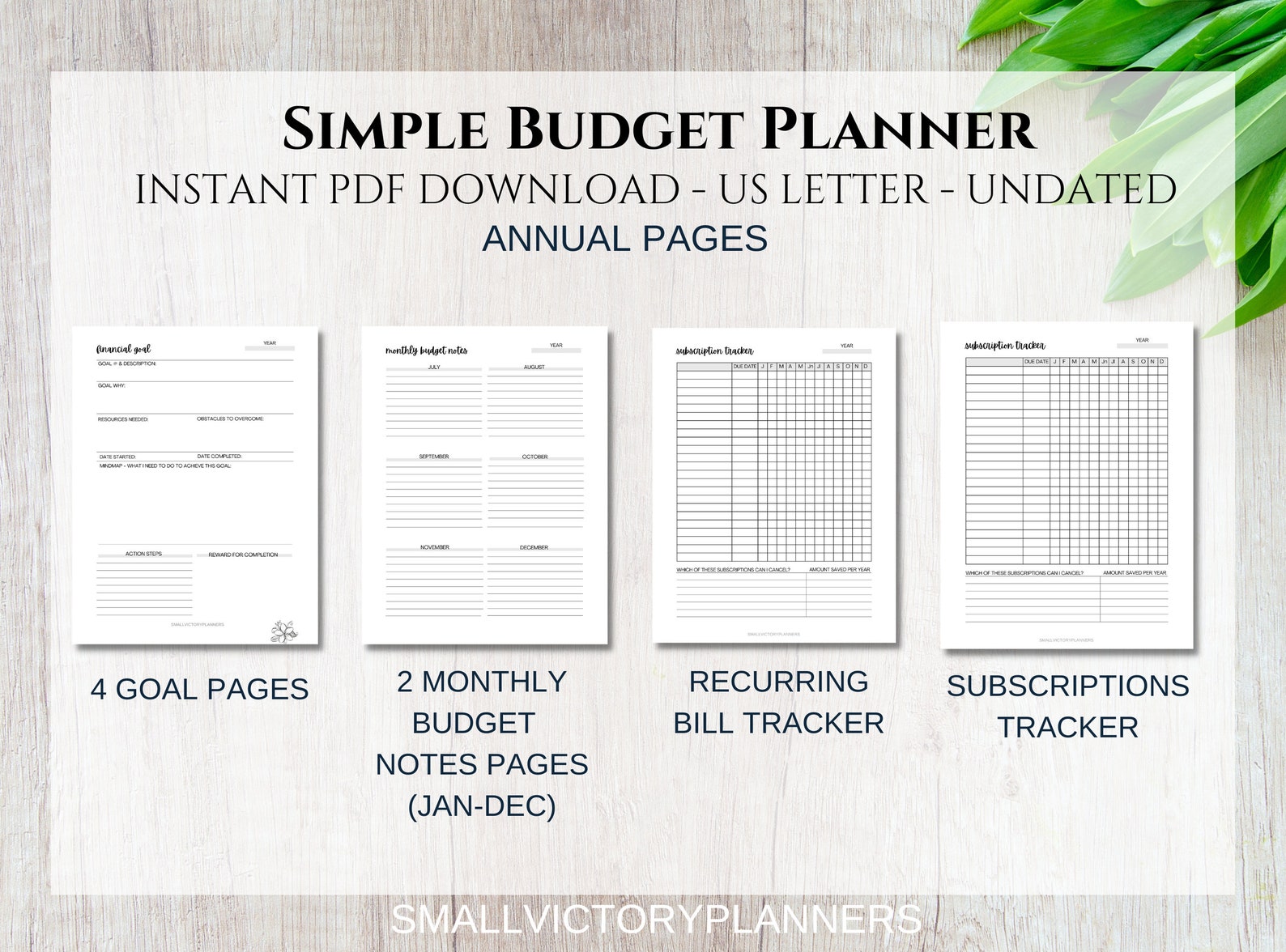Simple Budget Planner Printable Minimalist Finance Planner Undated ...