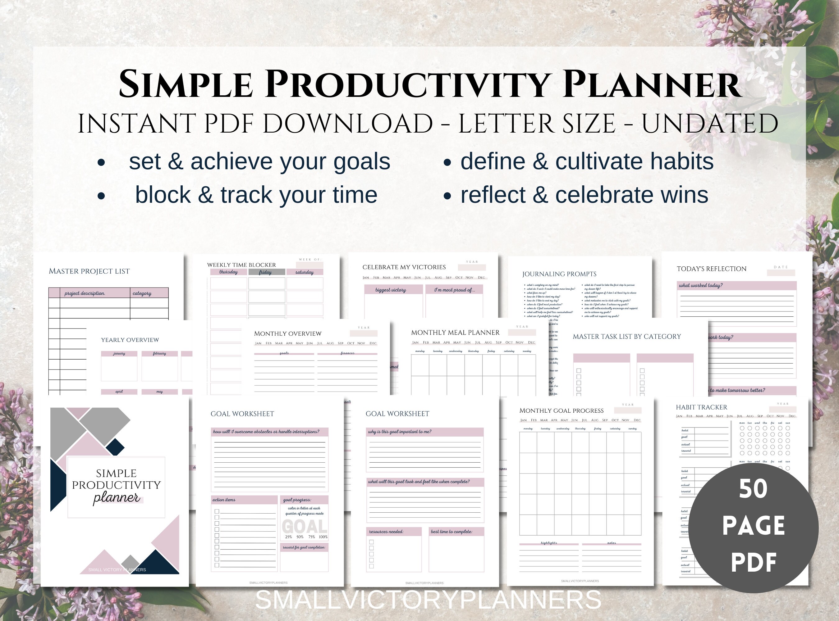 Simple Productivity Planner | Minimalist Productivity Planner Bundle ...