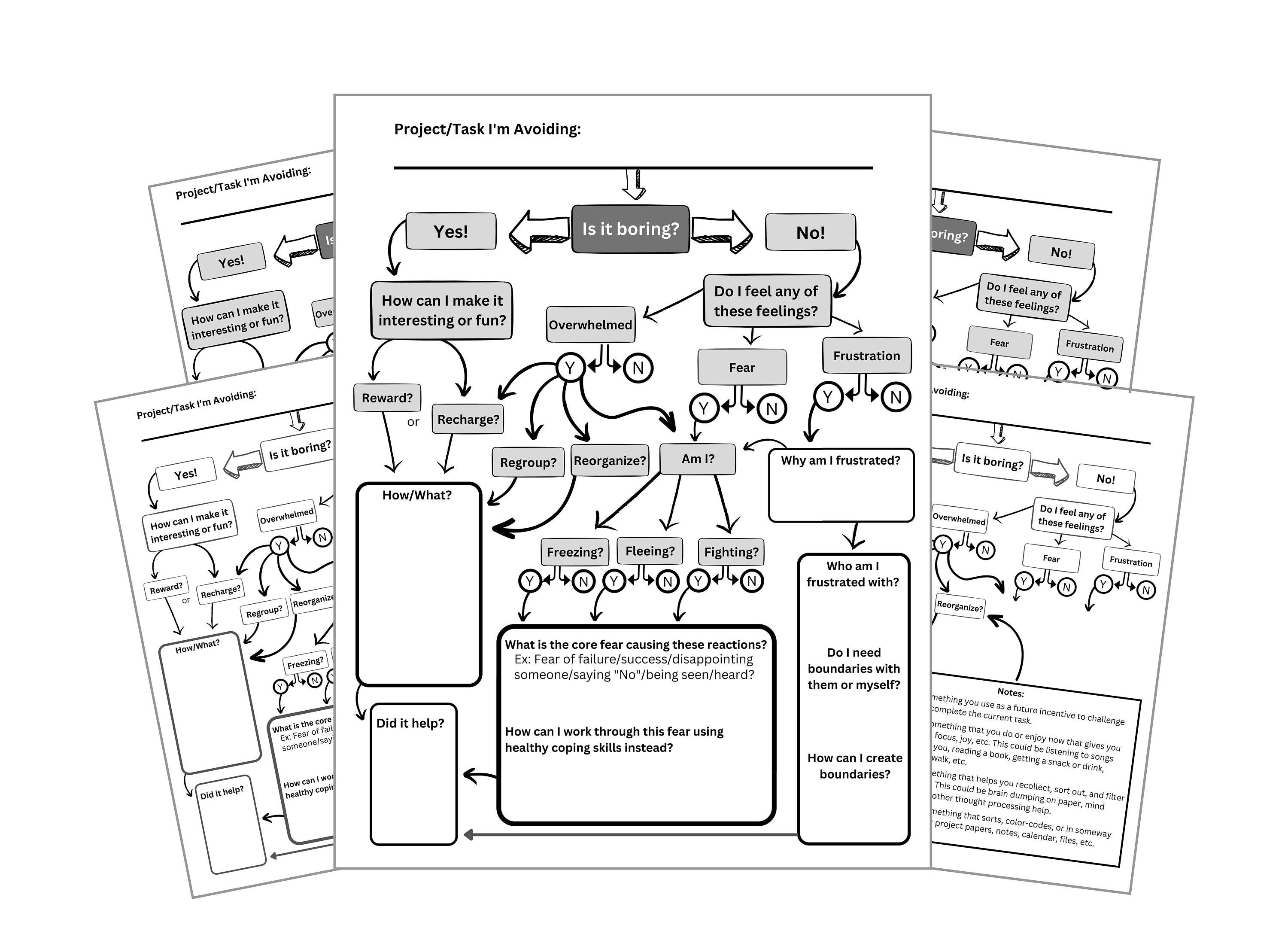 Task Avoidance Worksheet Grayscale - Etsy