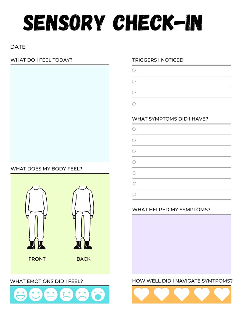 Sensory Check-in Journal Digital Download - Etsy