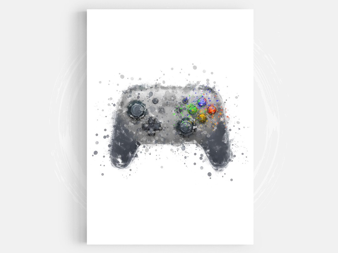 Controller Splash Art Colourful Games Room Gamer - Etsy