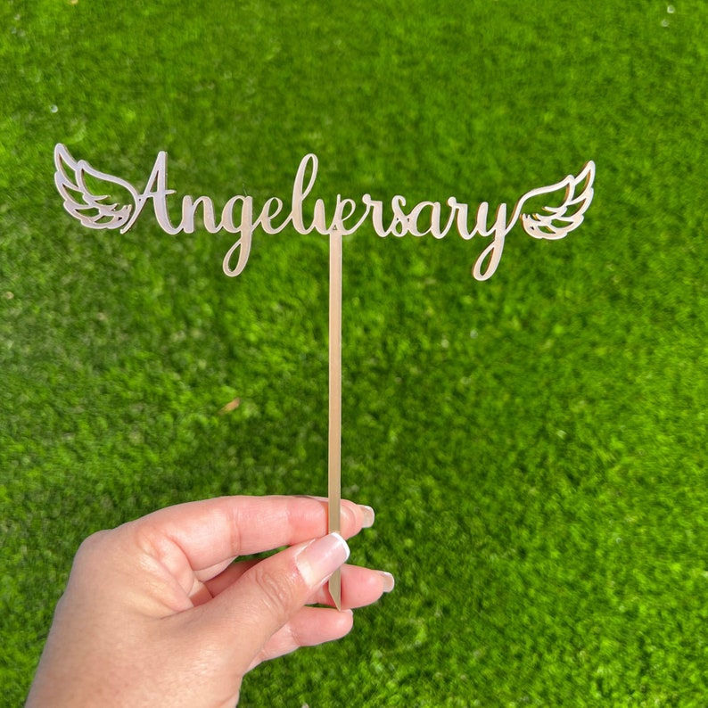 Angelversary Cake Topper Gold Topper Acrylic Celebration - Etsy