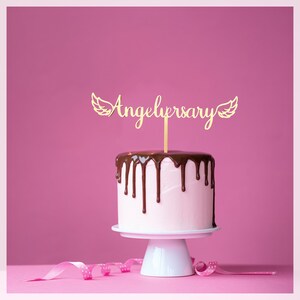Angelversary, Cake Topper, Gold Topper, Acrylic, Celebration of Life ...