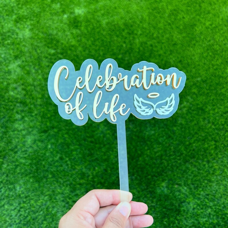 Celebration of Life Cake Topper Heavenly Birthday Gold - Etsy
