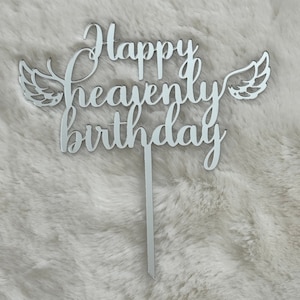 Heavenly Birthday, Cake Topper, Gold Topper, Acrylic, Birthday ...